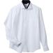 住商モンブランの飲食・カフェ　シャツ、男女兼用、長袖、ホワイト×ネイビー、ストレッチ_OCAHOL_住商モンブランの飲食・カフェ　シャツ、男女兼用、透け防止とストレッチ機能付、微妙なトーンのカラーが映える、スタンダードなシャツ_OCAHOL...