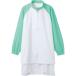 住商モンブランの工場白衣　ブルゾン、男女兼用、長袖、ホワイト×グリーン、腰ネット、吸汗フライス付袖口ネット付、ＥＣＯ商品_OCAHOL_住商モンブランの工場白衣　ブルゾン、抗菌・透け防止・吸汗速乾・制電機能を付与、グリーン購入法対象商品、エ...