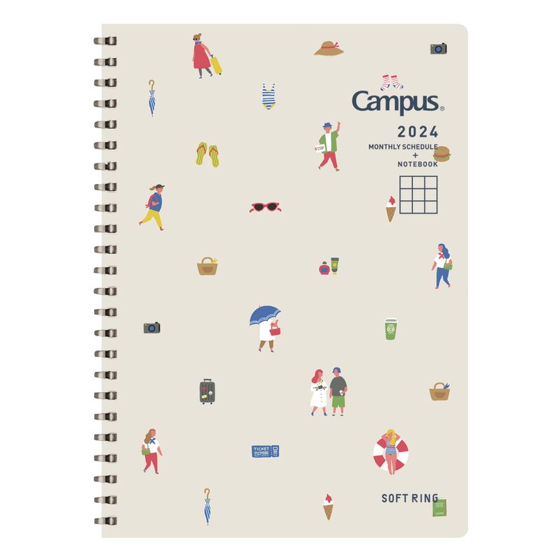 KOKUYO キャンパス ソフトリングダイアリー 2024年版（ピクト柄）A5 マンスリー ニ-SMNL1-A5-24 Campus（KOKUYO） Campus Diary 手帳（文具 ...