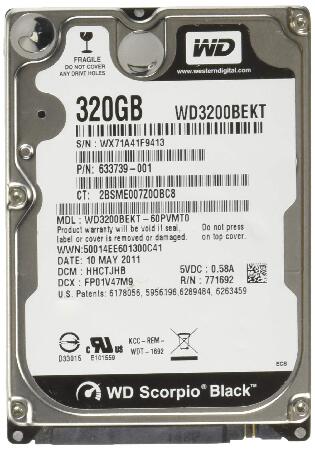 Western Digital WD3200BEKT [WD Scorpio Black 320GB] WD Scorpio Black 内蔵 ...