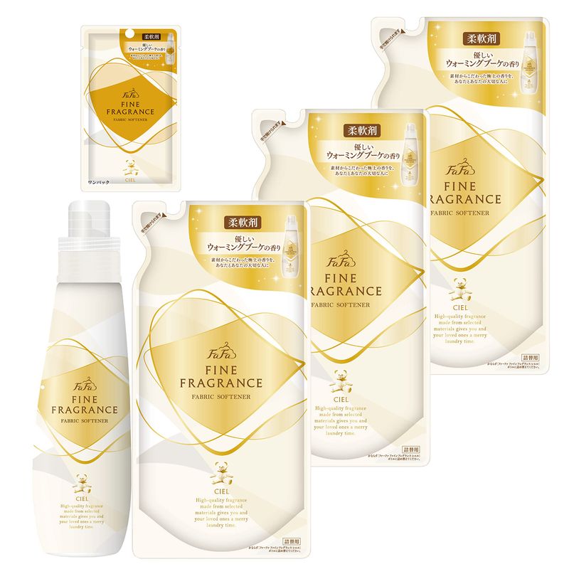 ファーファ ファーファファインフレグランス シエル ウォーミングブーケの香り 柔軟剤 本体 600ml × 1個 ＋ 詰替用 500ml × 3個 FaFa FINE FRAGRANCE 柔軟 ...
