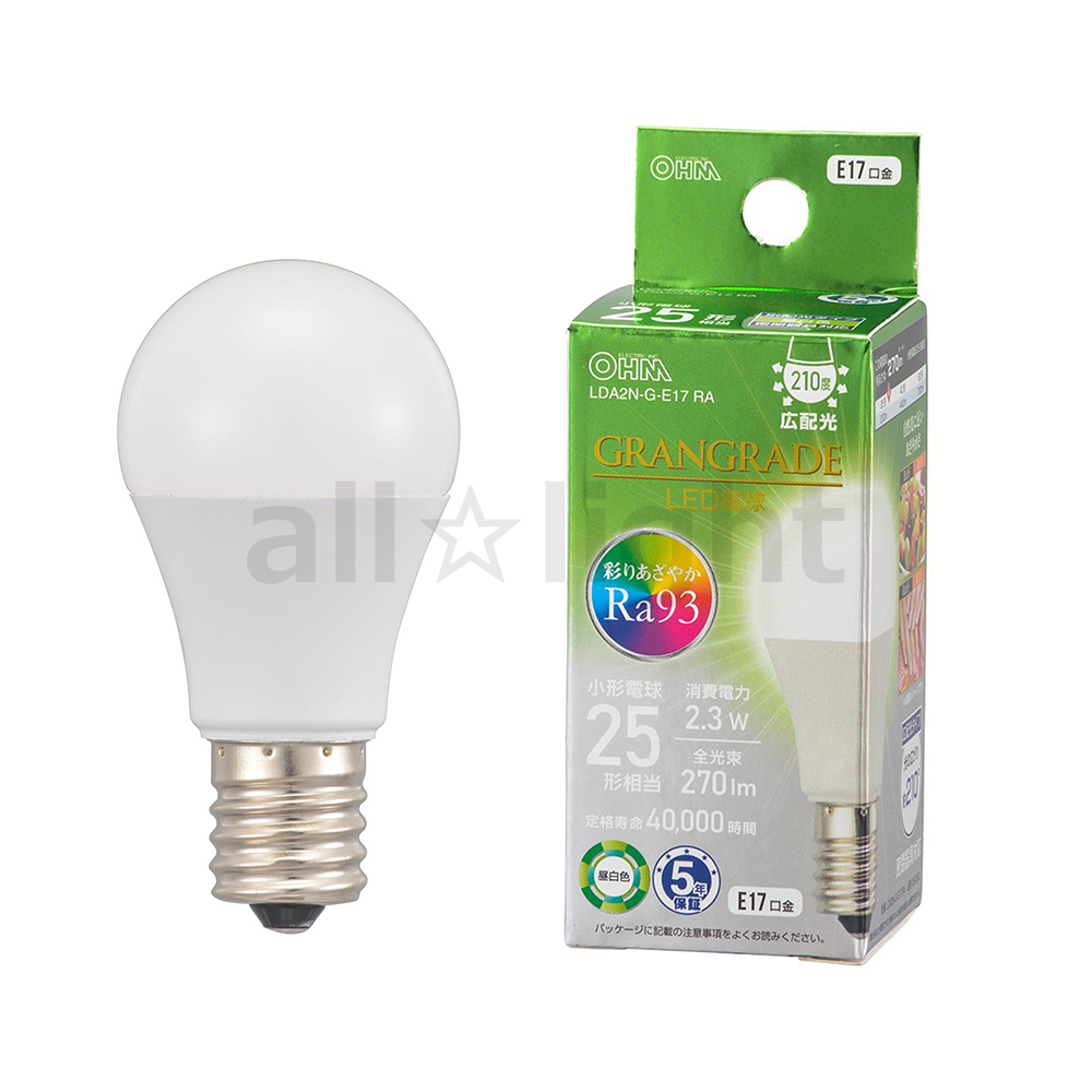 OHM LED電球 LDA2X-G-E17 RA - 最安値・価格比較 - Yahoo!ショッピング