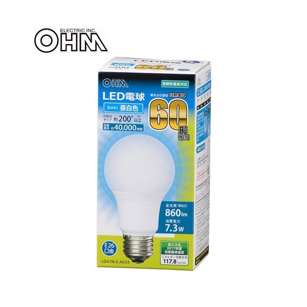 OHM LED電球 LDA7N-G AG53 （昼白色） ×1個 LED電球、LED蛍光灯 - 最安値・価格比較 - Yahoo!ショッピング｜口コミ・評判からも探せる