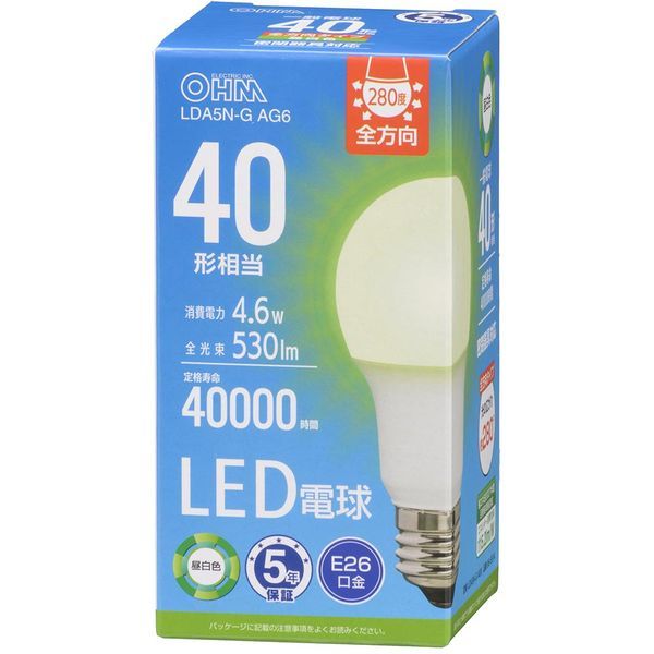 OHM LED電球 LDA5N-G AG6 （昼白色） ×1個 LED電球、LED蛍光灯 - 最安値・価格比較 - Yahoo!ショッピング｜口コミ・評判からも探せる