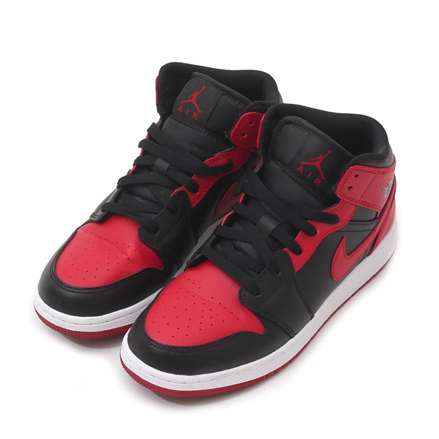 NIKE AIR JORDAN 1 RETRO MID GS "GUN SMOKE VOLT" 554725-074 （ブラック ...