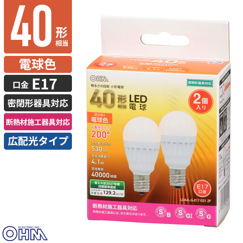 OHM LED電球 LDA4L-G-E17 IS51 （電球色） LED電球、LED蛍光灯 - 最安値・価格比較 - Yahoo!ショッピング