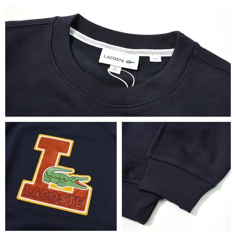 Lacoste ラコステ トレーナー メンズ 裏毛スウェット USAモデル Crew Neck Badge Fleece Sweatshirt ...