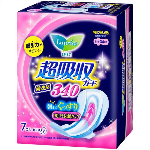 Kao ロリエ 朝までブロック 340 特に多い夜用 羽つき 34cm 無香料 7コ入×1コ ロリエ 生理用ナプキン - 最安値・価格比較 ...