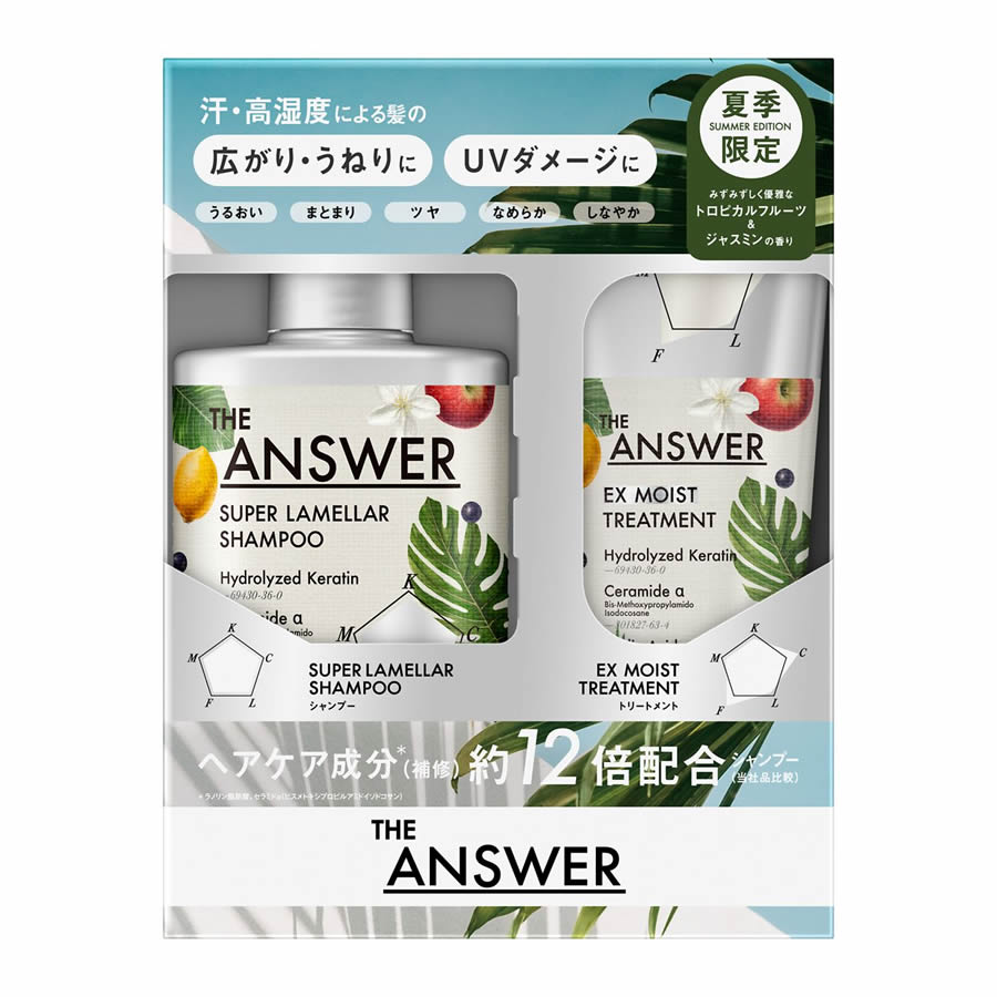 Kao THE ANSWER スーパーラメラシャンプー＆EXモイストトリートメント FOR DAILY DAMAGE 夏季限定セット（400ml＋220g）×1個 THE ANSWER ヘア ...