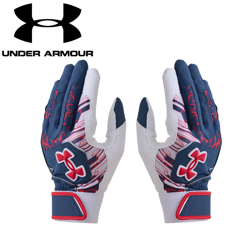 UNDER ARMOUR アンダーアーマー UAクリーンアップ バッティンググローブ 6001310 410（Midnight Navy / White / Red） バッティンググローブ ...