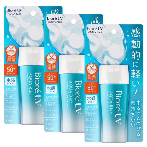 Kao ビオレUV アクアリッチ ウォータリージェル SPF50＋ PA＋＋＋＋ 70ml×3個 Biore ビオレUV 日焼け止め - 最安値・価格比較 - Yahoo!ショッピング｜口コミ ...