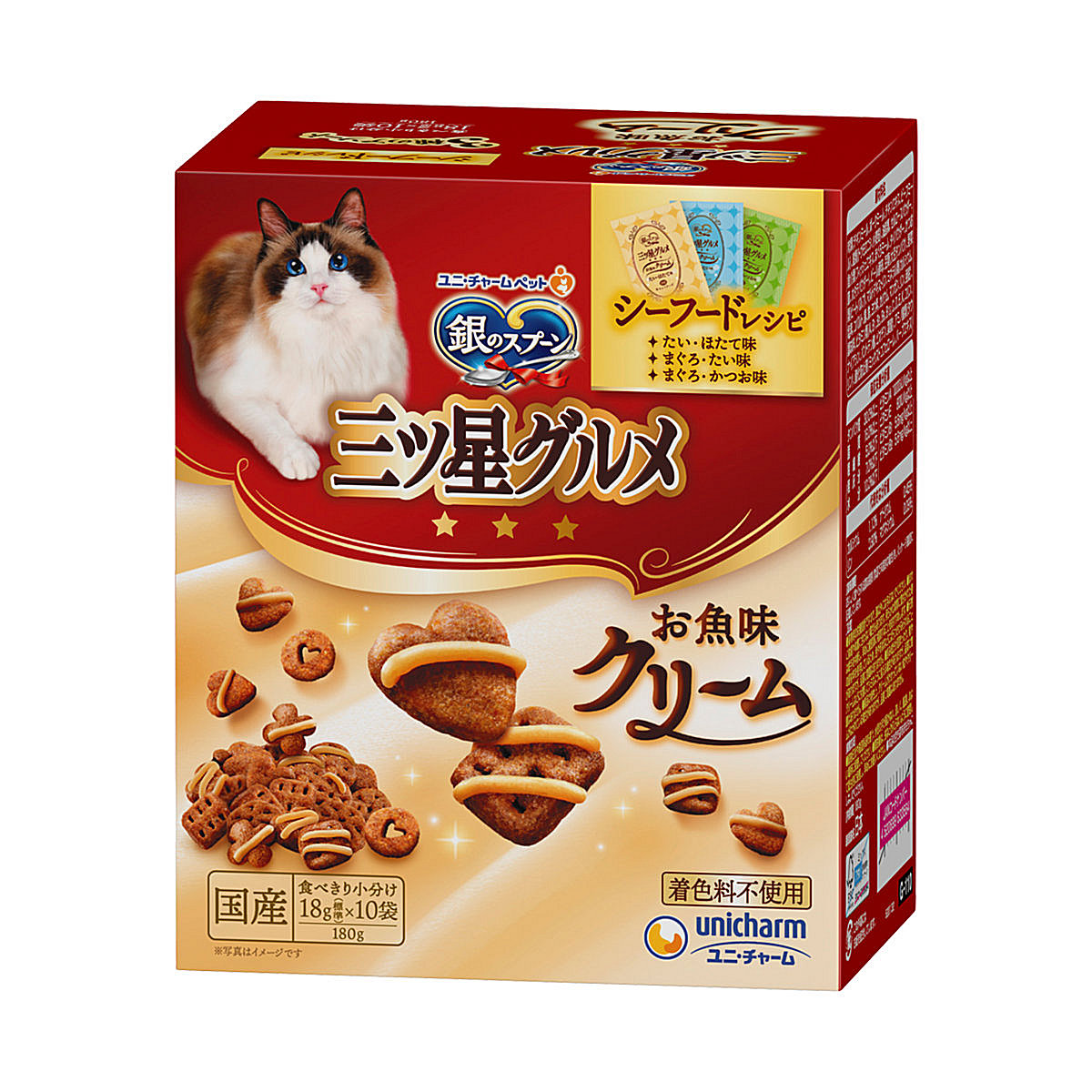 unicharm 銀のスプーン 三ツ星グルメ お魚味クリーム シーフードレシピ3種のアソート（18g×10袋入）180g×1個 銀のスプーン ...