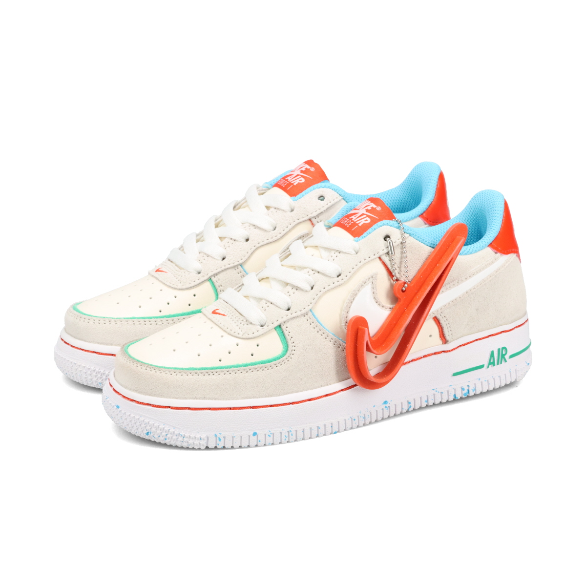 NIKE AIR FORCE 1 LV8 GS FQ8350-110 （ペールアイボリー/ピカンテレッド/バルチックブルー/ホワイト） エア ...