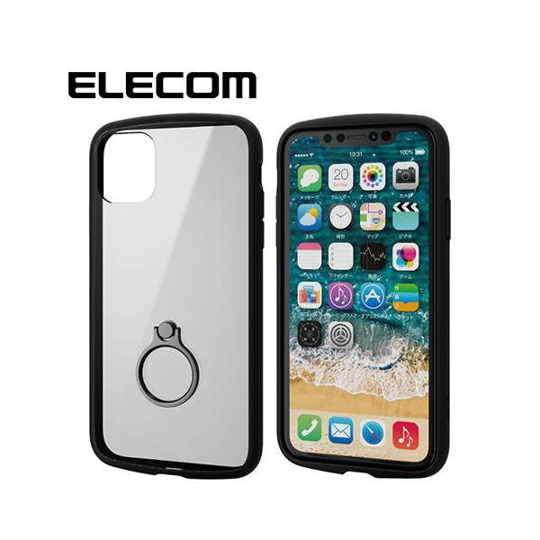 ELECOM iPhone 11 TOUGH SLIM LITE フレームカラー リング付 PM-A19CTSLFCRBK（ブラック）×2個 TOUGH SLIM LITE iPhone用 ...