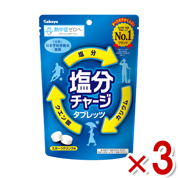 Kabaya カバヤ 塩分チャージタブレッツ（スポーツドリンク味） 81g × 3個 ミント、タブレット - 最安値・価格比較 - Yahoo!ショッピング｜口コミ・評判からも探せる