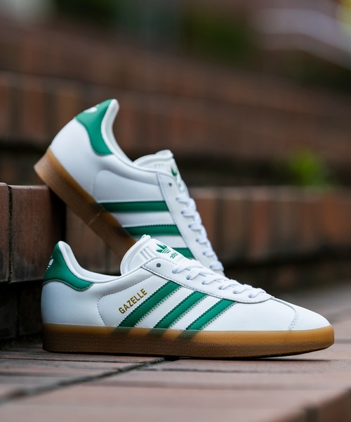 adidas GAZELLE "CLOUD WHITE BOLD GREEN GOLD METALLIC" IH2216 （クラウドホワイト ...