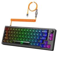 ゲーミングキーボード メカニカルキーボード 透明キーボード RGB18種類LED色変えTYPE-Cデザイン 66キー (US配列) 小型 ...