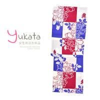 Prices down2）浴衣 レディース 単品 「白×紫 市松 牡丹