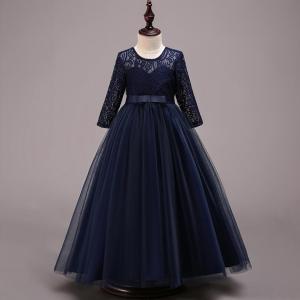 ピアノ発表会 ドレス ロング丈 ファスナー サテン 子供ドレス