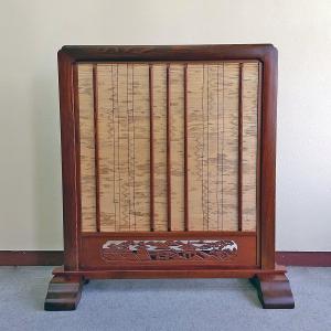 [awa]★展示品 現品限り★高級和風衝立62-66 近江八景ランマ入り 紋竹 ケヤキ色 国産品 天然木シオジ無垢材 40DXアール パーティション :do-tui62-66tok:あわじ ...