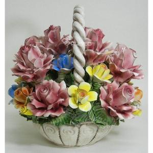 陶器 陶花 ピンクのバラ インテリア イタリア置物 イタリア雑貨 陶器 陶花 ピンクのバラ インテリア イタリア置物 イタリア雑貨
