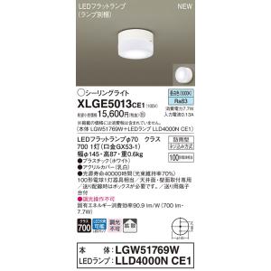 【法人様限定】パナソニック XLGE5013 CE1 LEDシーリングライト 天井・壁直付 拡散 防雨型 昼白色【LGW51769W ...