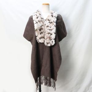 ファーコート ミンク ファー 編みこみファーポンチョ(mp4140