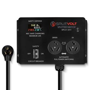 Splitvolt 24 Amp Splitter Switch-家庭用車両充電EVに数千を節約するCetlus認定充電2つのEVSプラグ ...