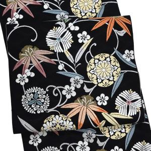 帯屋捨松 八寸名古屋帯 正絹 仕立て付き ベージュ 紬帯 花つなぎ文