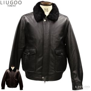 Liugoo Leathers LIUGOO 本革 襟ボアレザーブルゾン ボンバー Liugoo Leathers LIUGOO 本革 襟ボアレザーブルゾン ボンバー
