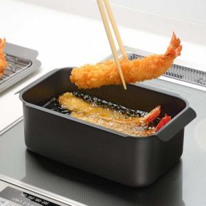 天ぷら鍋 角型 IH対応 ポコフリット （ ガス火対応 角型天ぷら鍋 揚げ鍋 揚げ物鍋 天ぷら用鍋 フライヤー 小さい 少ない油 ...
