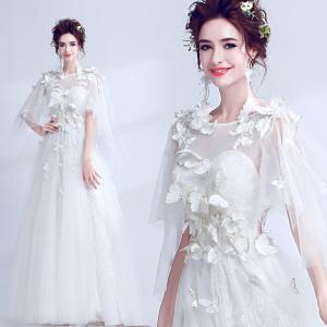 ウエディングドレス aライン 安い 半袖 ウェディングドレス ロング