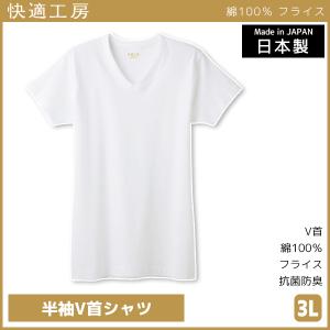 快適工房 半袖V首シャツ 3Lサイズ 日本製 インナー 肌着 グンゼ GUNZE