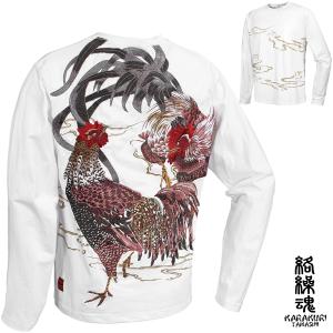 絡繰魂 からくり魂 粋 クルーネック 半袖Tシャツ 白虎 黄虎 和柄 刺繍