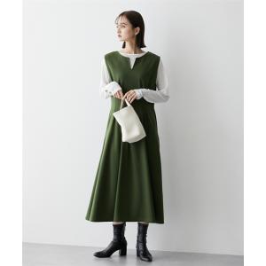 ニッセン（nissen） ワンピース ひざ丈 千鳥柄 ニット ジャガード