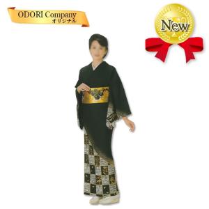 踊り用 着物 舞踊 絵羽 袷仕立て フリーサイズ 仕立て上がり 黒 赤