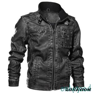 メンズ革ジャン 秋冬 レザージャケット 立ち襟 合わせやすい