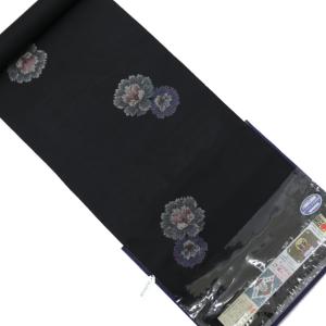 平和屋着物○本場大島紬 一元7マルキ 総絣 舞蝶文 黒地 正絹 逸品