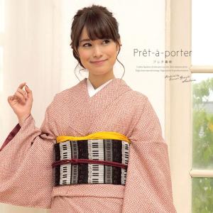 洗える着物 bonheur saisons 袷 黒 ブラック 桜 梅 橘 椿 紅葉