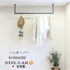 ハンガーバー W1200H300 アイアンバー ハンガーパイプ 物干し ランドリールーム 天井 吊り下げ 施主支給 室内干し 観葉植物 玄関 クローク 黒 28-BLACK :28:ステラ ...