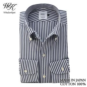 (ウィンザーノット) WindsorKnot ボタンダウン ワンピースカラー シャツ イージーケア ネイビー 日本製 綿100% スリム 長袖 ...