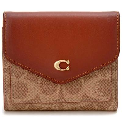 COACH ウィン スモール ウォレット カラーブロック シグネチャー キャンバス C2329 B4NQ4（ブラス/タン ラスト） レディース ...