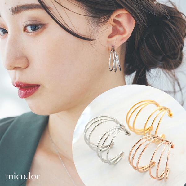 ステンレス ピアス (143) フープピアス 2個セット 選択可 銀色 金色 ピンクゴールド ピアス レディース