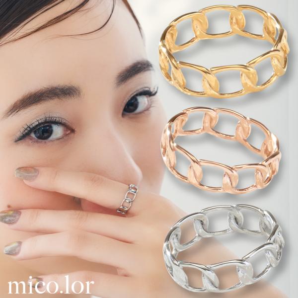 指輪 レディース ステンレス リング (399) 2連風 銀色 金色 ピンクゴールド ステンレス製   太め ウェーブ ごつめ 重ね付け