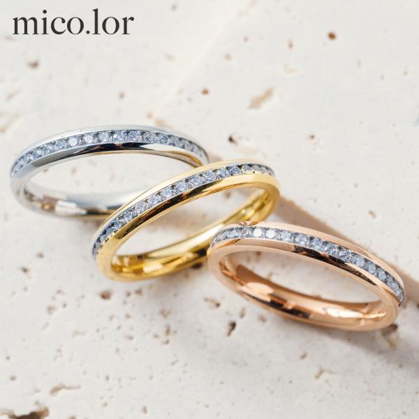 ステンレス リング (39)CZ エタニティ 選択可 銀色 金色 ピンクゴールド メイン メンズ レディース ジルコニア メンズ レディース 送料無料 指輪