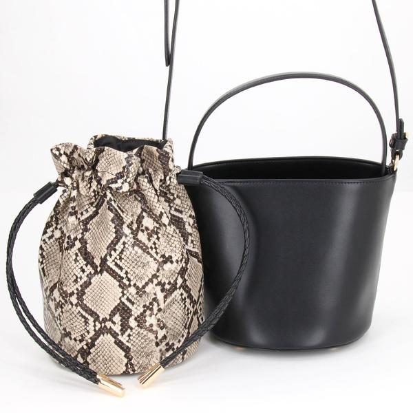 型番：B0018-01ブランド：ラ バガジェリー商品名：LA BAGAGERIE×DAME FRANKコラボ　3WAYバケツ巾着バッグカラー：ブラック/キャメル