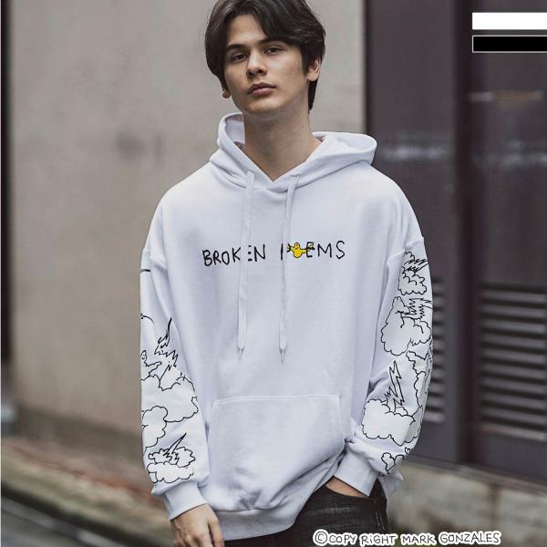 型番：MGO-21056Wブランド：マーク・ゴンザレス商品名：Mark Gonzales(マーク ゴンザレス) プリントパーカープールオーバーカラー：ホワイトA/ブラックA/ホワイトB/ブラックB/ホワイトC/ブラックC