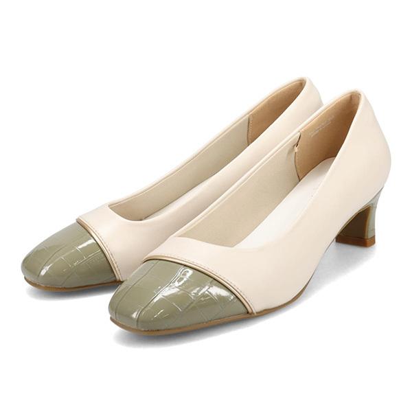 型番：TN1767ブランド：テーン商品名：履き心地にこだわったスクエアトゥ・コンビパンプス　TN1767カラー：ブラックコンビ/アイボリーコンビ/ライトブルーコンビ/オークコンビ/ピンクコンビ/ライトブルーテクスチャー/ライトピンクテクスチ...