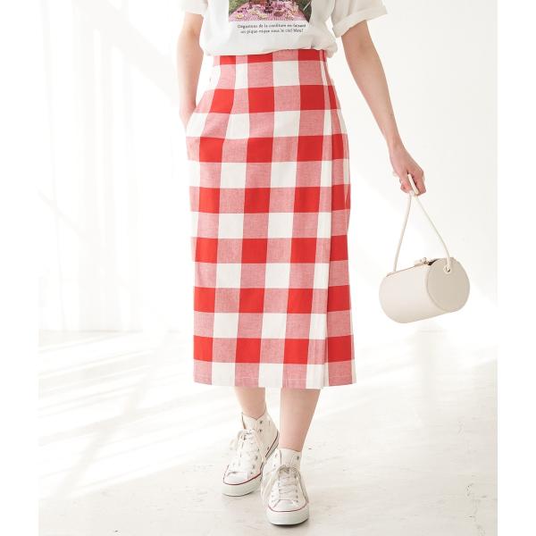 型番：GDC12700ブランド：ロペピクニック商品名：【Bonne Maman × ROPE  PICNIC】ギンガムチェックIラインスカートカラー：ブラウン系（２３）/ブルー系（４５）/レッド（６０）