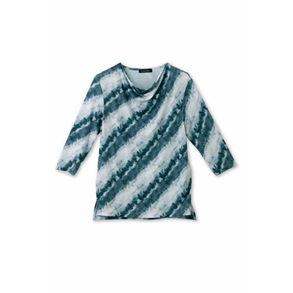 型番：2001166ブランド：トルネードマート商品名：【LADIES】TORNADO MART∴ムラプリントドレープカットソーカラー：ブラック/ブルー